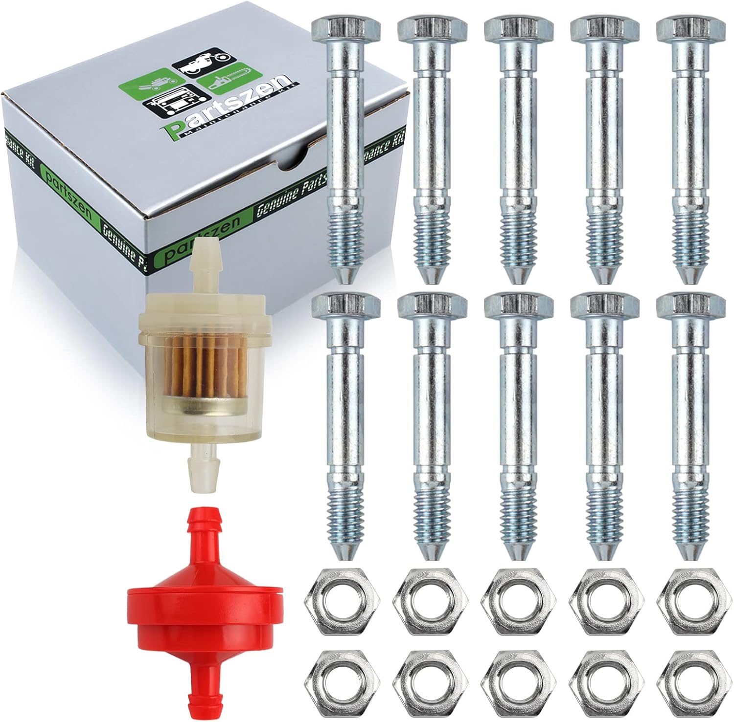 partszen 10 Packs Shear Pins and Nuts with Fuel Filter Fits for Ariens ...