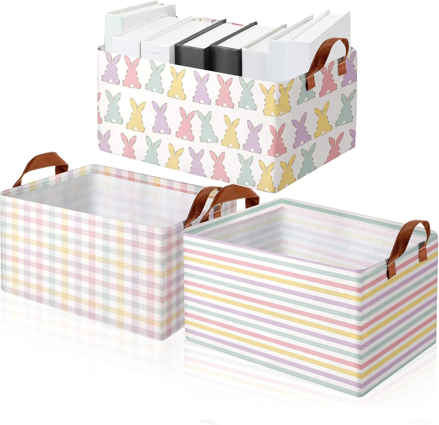 Amazon.com: Boao 3 Pcs Easter Storage Bin Rectangular Bunny Basket Box ...