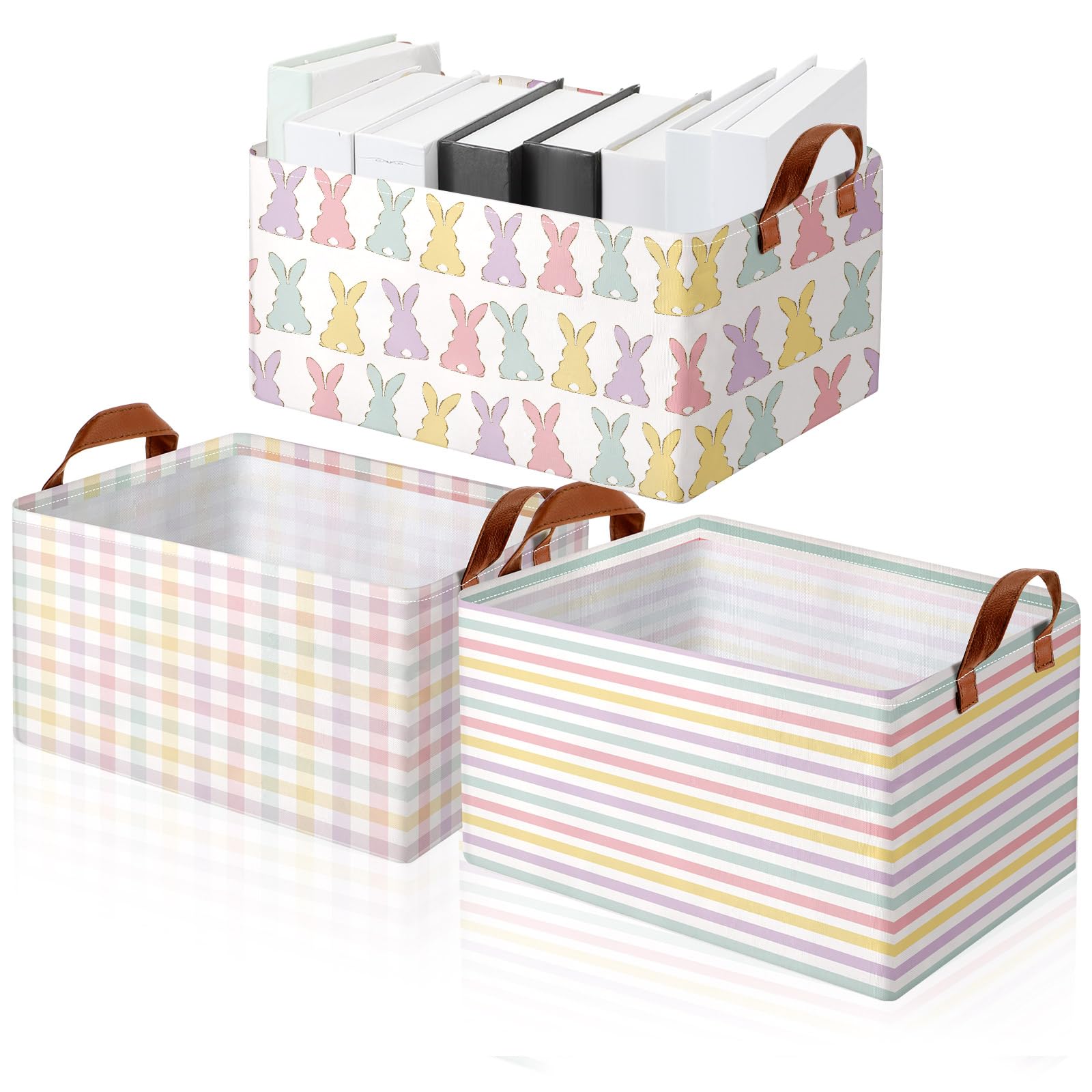 Amazon.com: Boao 3 Pcs Easter Storage Bin Rectangular Bunny Basket Box ...