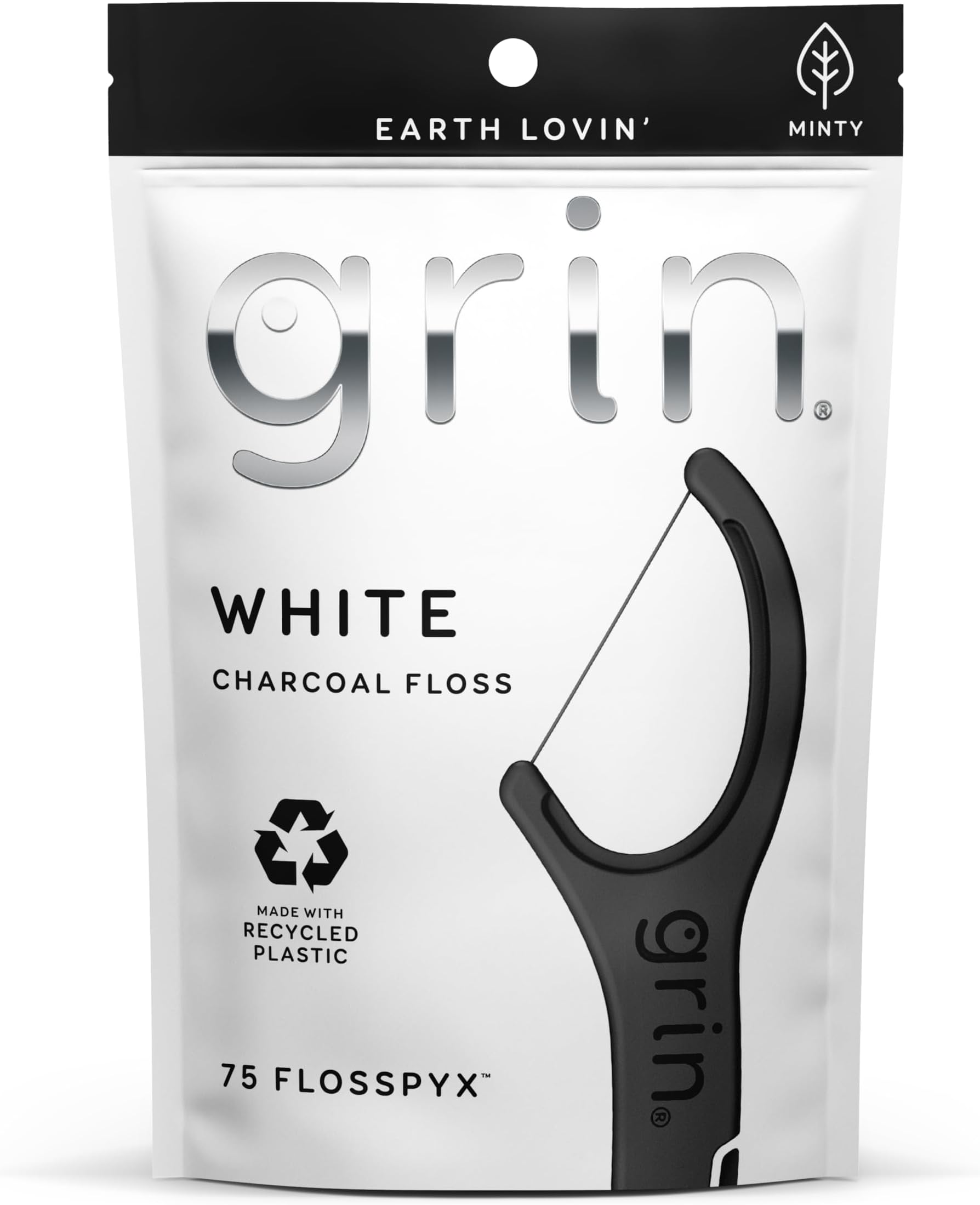 Amazon.com : GRIN White Charcoal Infused Flosspyx, 75 Count, Dental ...
