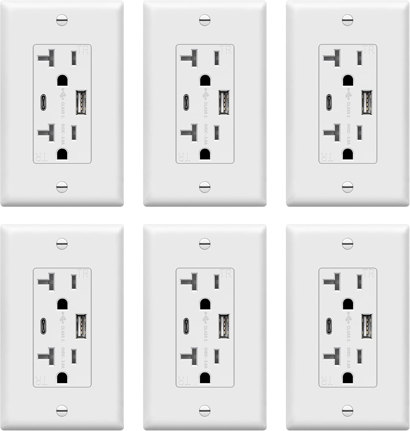 TOPGREENER 20 Amp USB Outlet, Type C USB Wall Charger Outlet, 20A ...