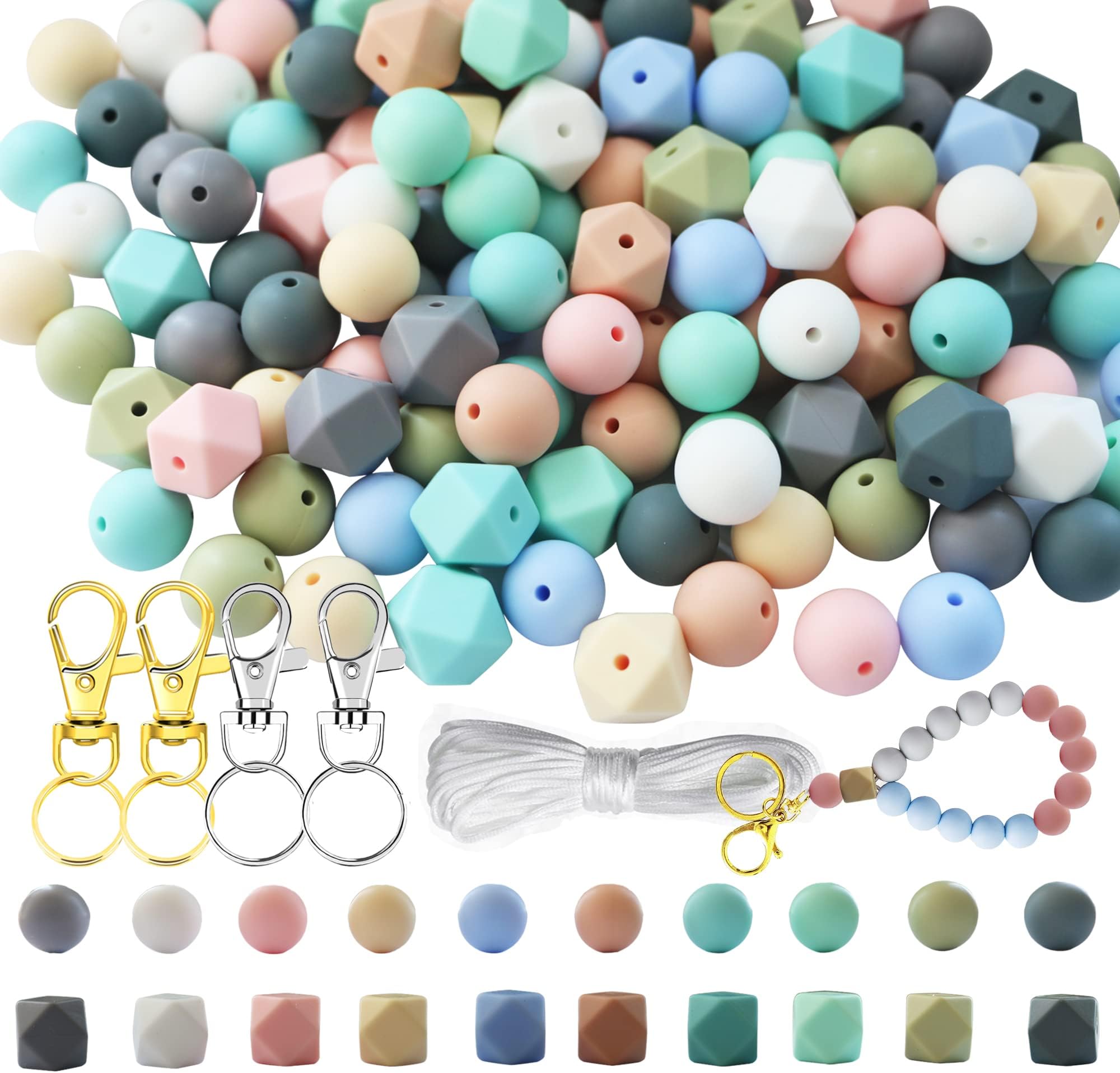 Vellibring 121 PCS Silicone Beads for Keychain Making Kit,12mm 15mm ...