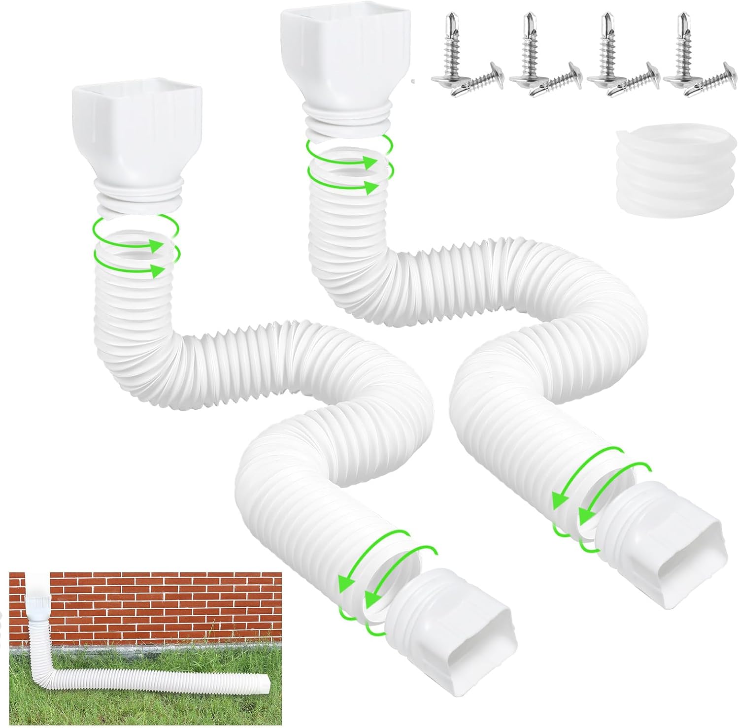 PruceTrek 2 Pack Rain Gutter Downspout Extension Flexible, Downspout ...