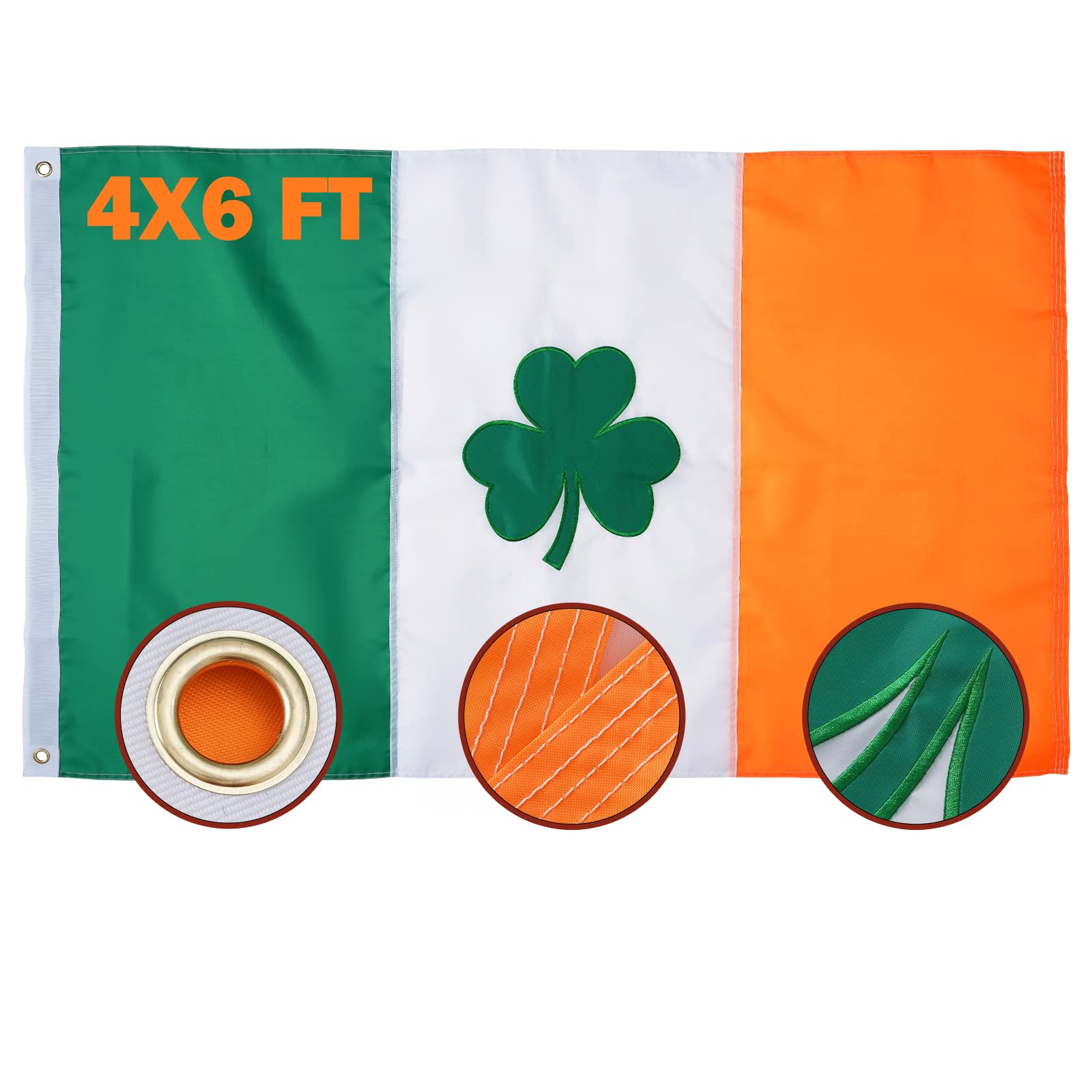 Amazon.com : TOPFLAGS Irish Shamrock Flag 4x6 Feet, Heavy Duty Ireland ...
