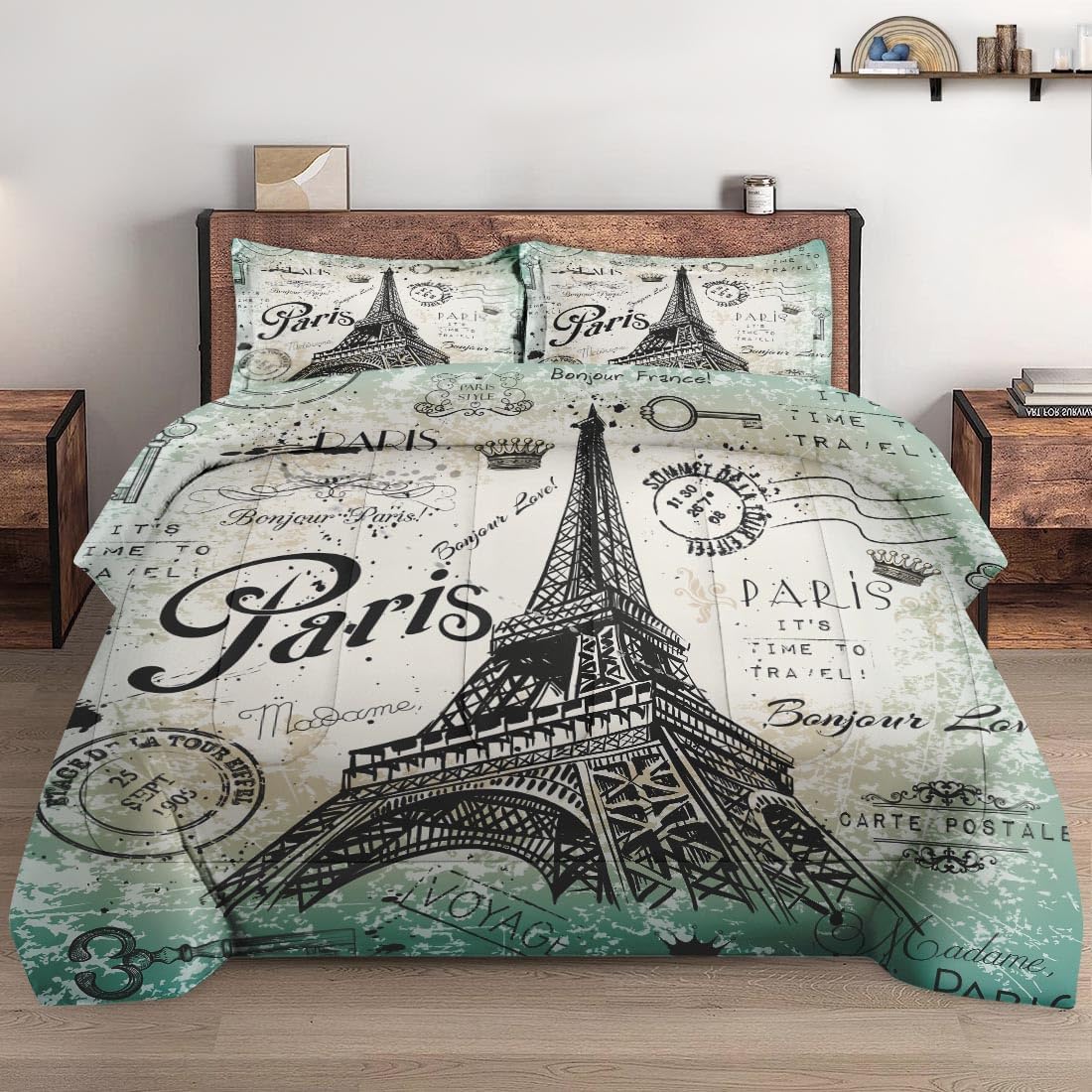 Amazon.com: WeCozy Queen Size Comforter Set with 2 Pillowcase, Vintage ...