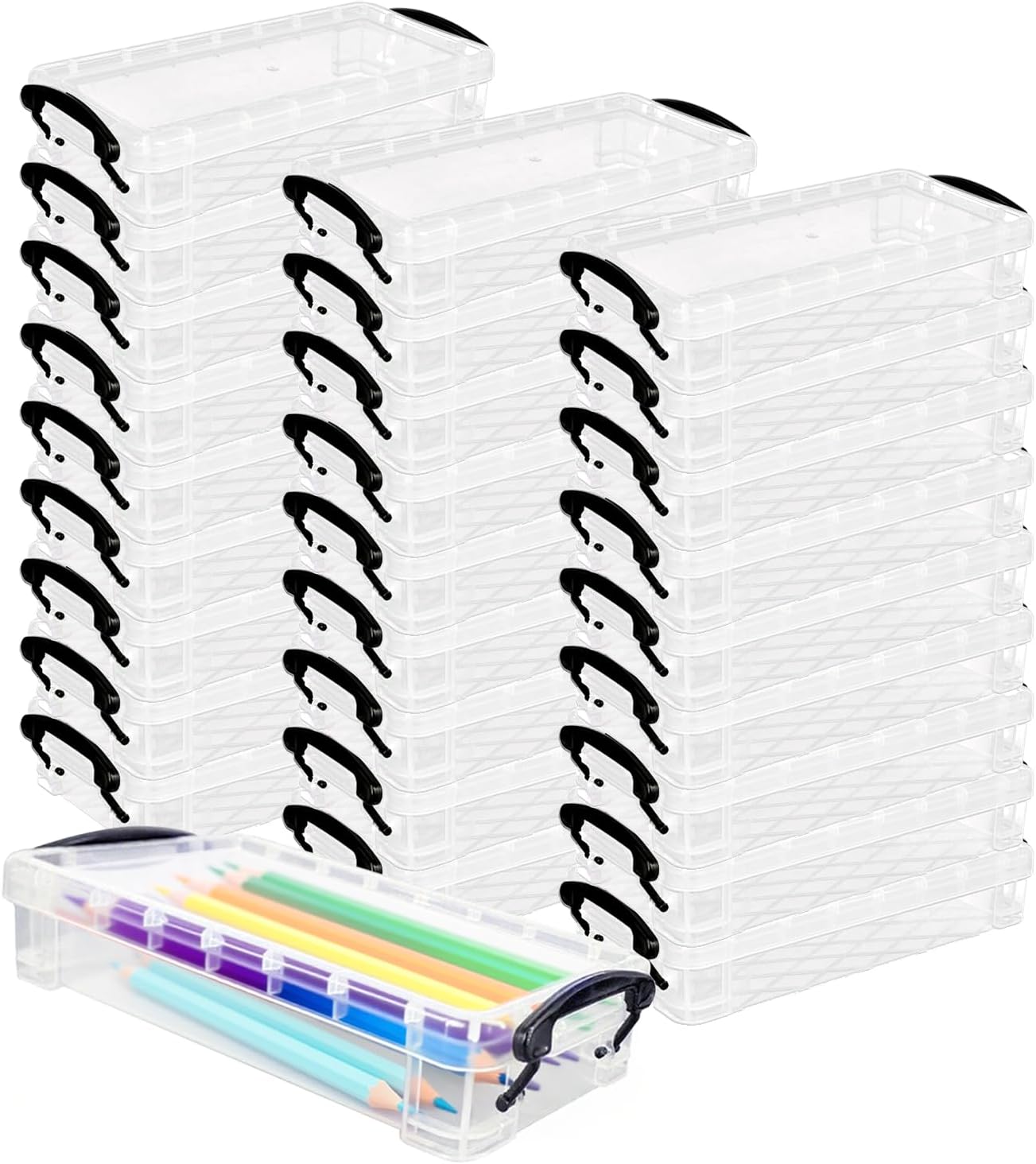 Amazon.com: UCEHIPAW 28 Pcs Large Capacity Plastic Pencil Box Clear ...