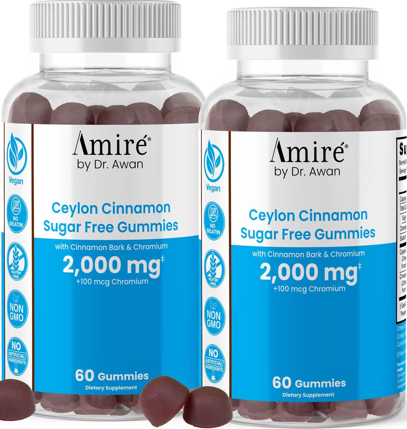 Amazon.com: Amire by Dr. Awan Sugar-Free Vegan Ceylon Cinnamon Gummies ...