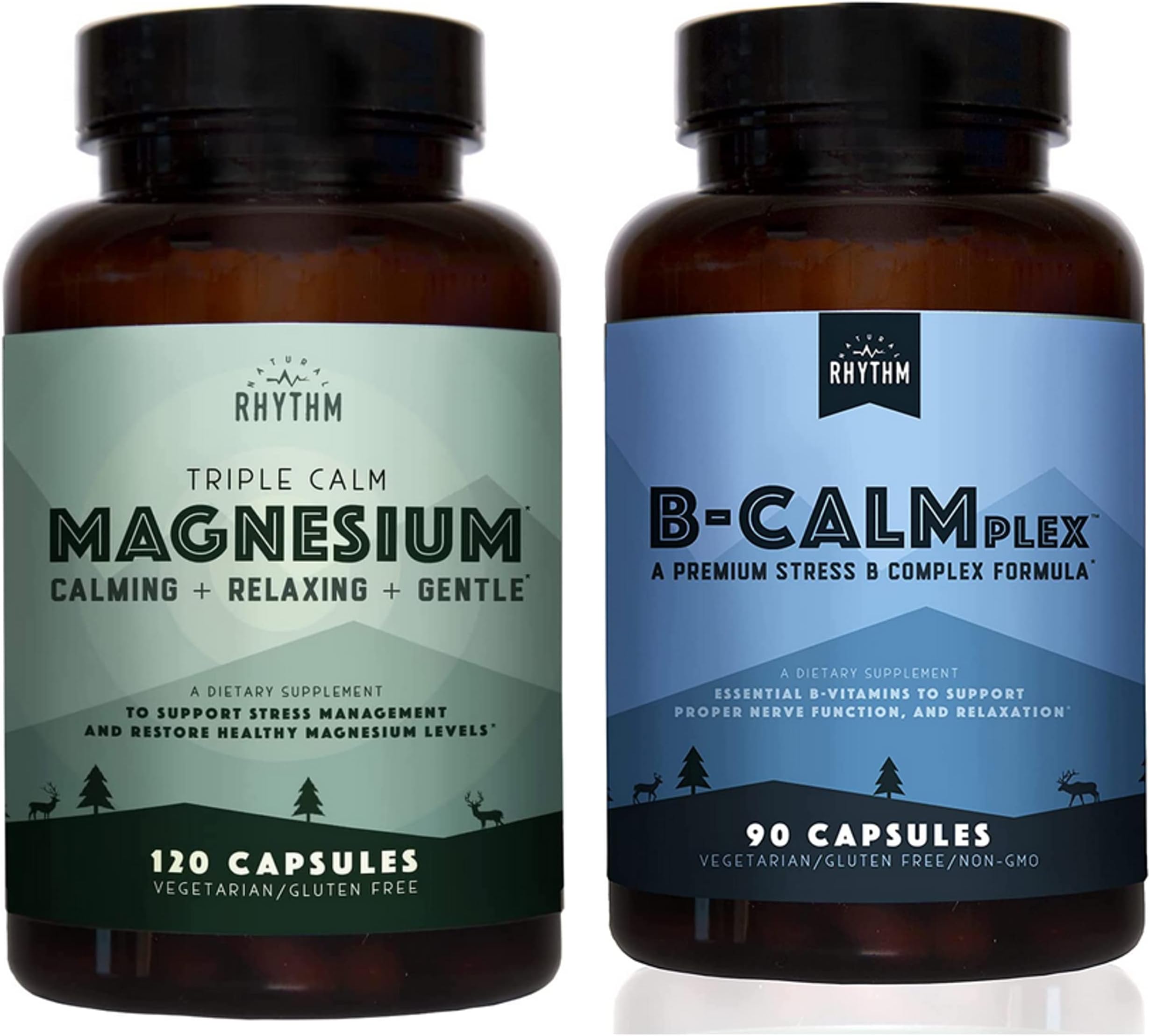 Amazon.com: Natural Rhythm Calm Bundle - Triple Calm Magnesium 150mg, 120 Capsules + B-CALMplex ...