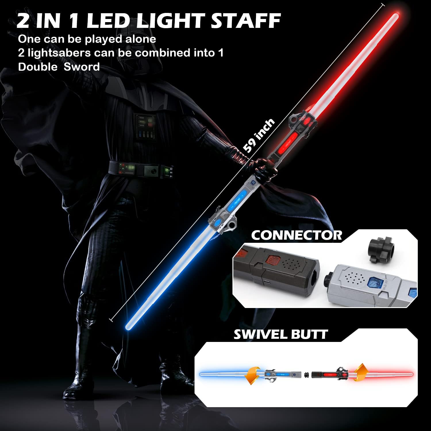 Light Up Saber for Kids, Dual Light Sword RGB 7 Colors Changeable with ...