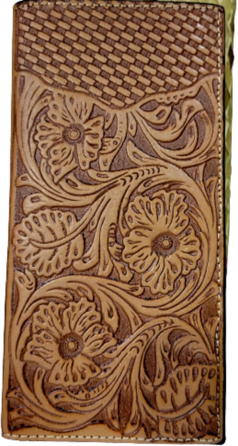 Amazon.com: Western wallet Genuine Leather hand tooled Cowboy Rodeo ...