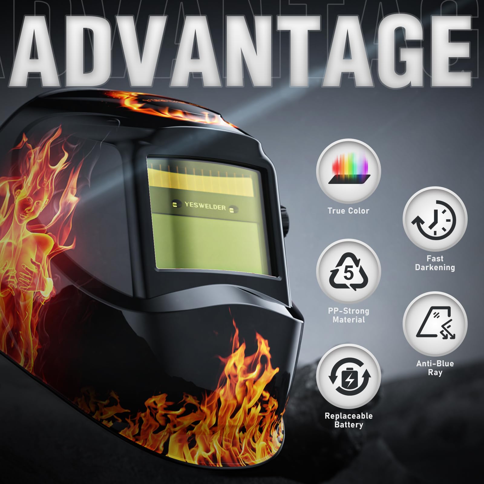 Snapklik.com : YESWELDER Auto Darkening Welding Helmet, Blue Light ...