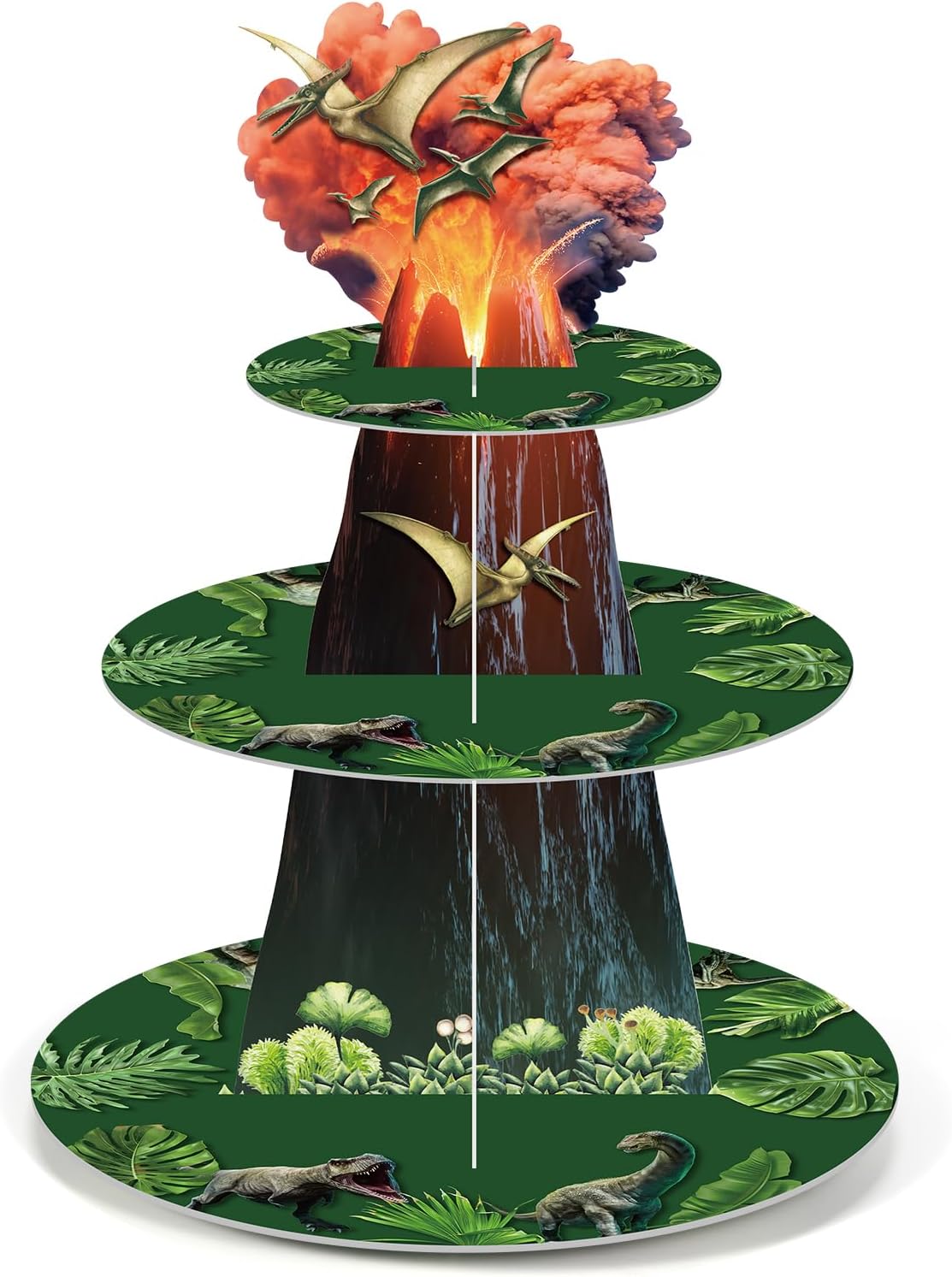 Amazon.com: Zopeal Dinosaur Cupcake Stand Party Decorations 3 Tier ...