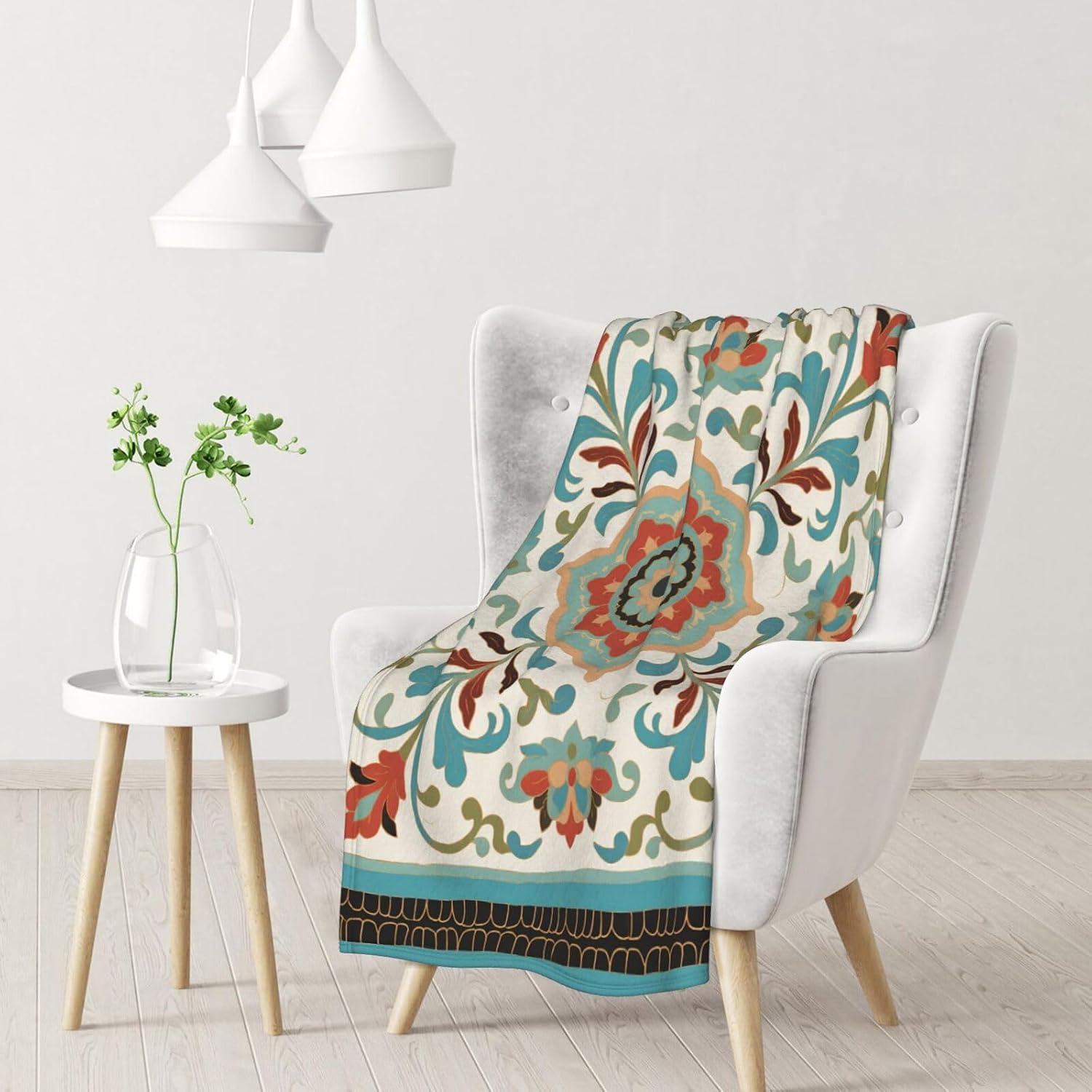 Amazon.com: Ethnic Geometric Floral Throw Blanket, Soft Cozy Gifts ...