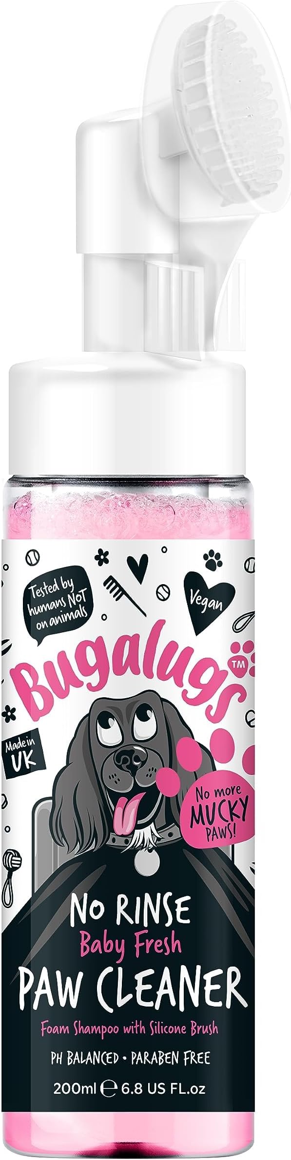 BUGALUGS Dog Paw Cleaner No Rinse Foam Cat & Dog shampoo with Silicone ...