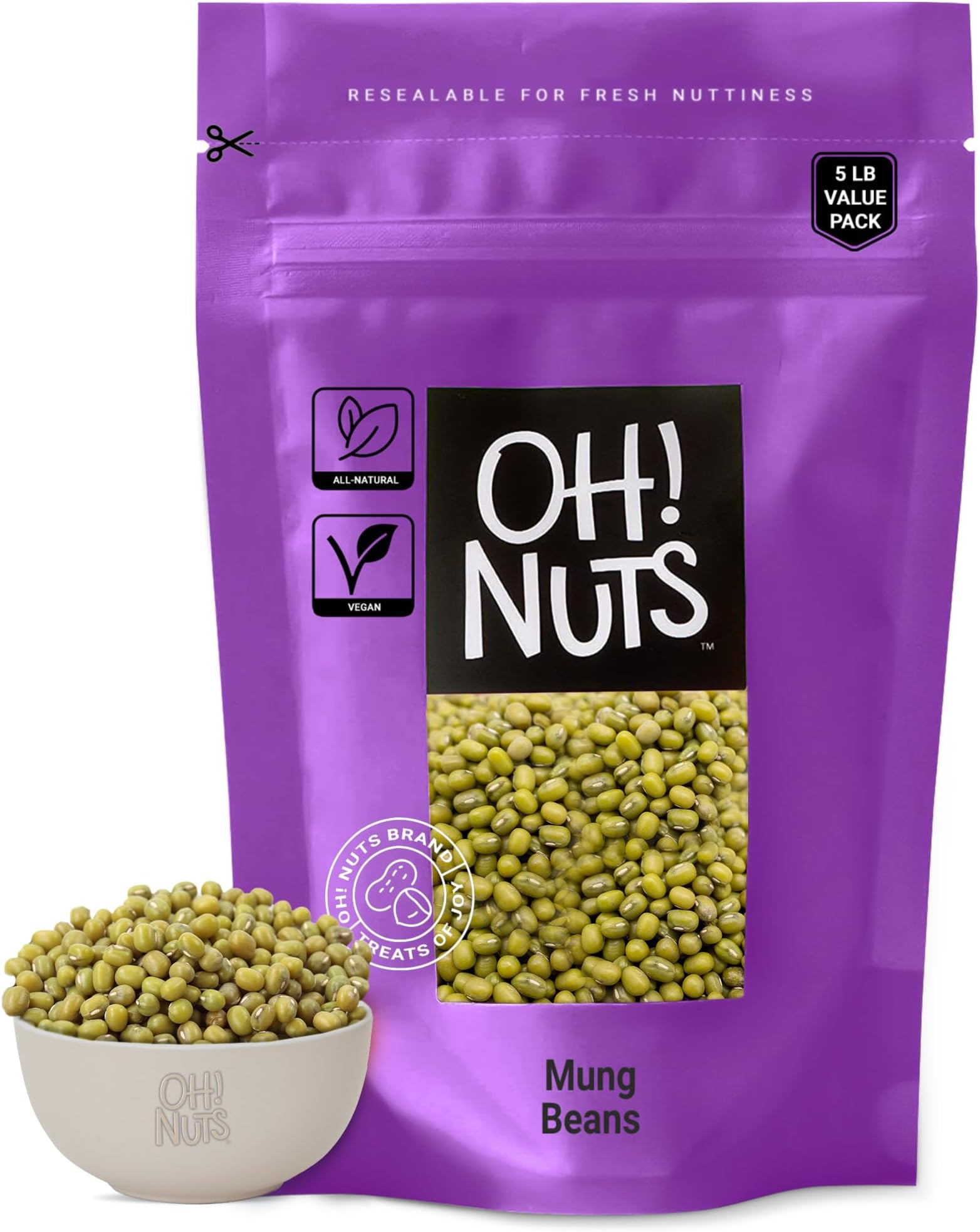 Amazon.com : Oh! Nuts Mung Beans 5lb Bulk Bag | Great Beans for ...