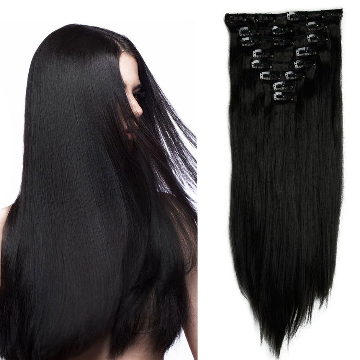 S-noilite Set 8pcs Clip in Hair Extensions Extension Clip Capelli Testa ...