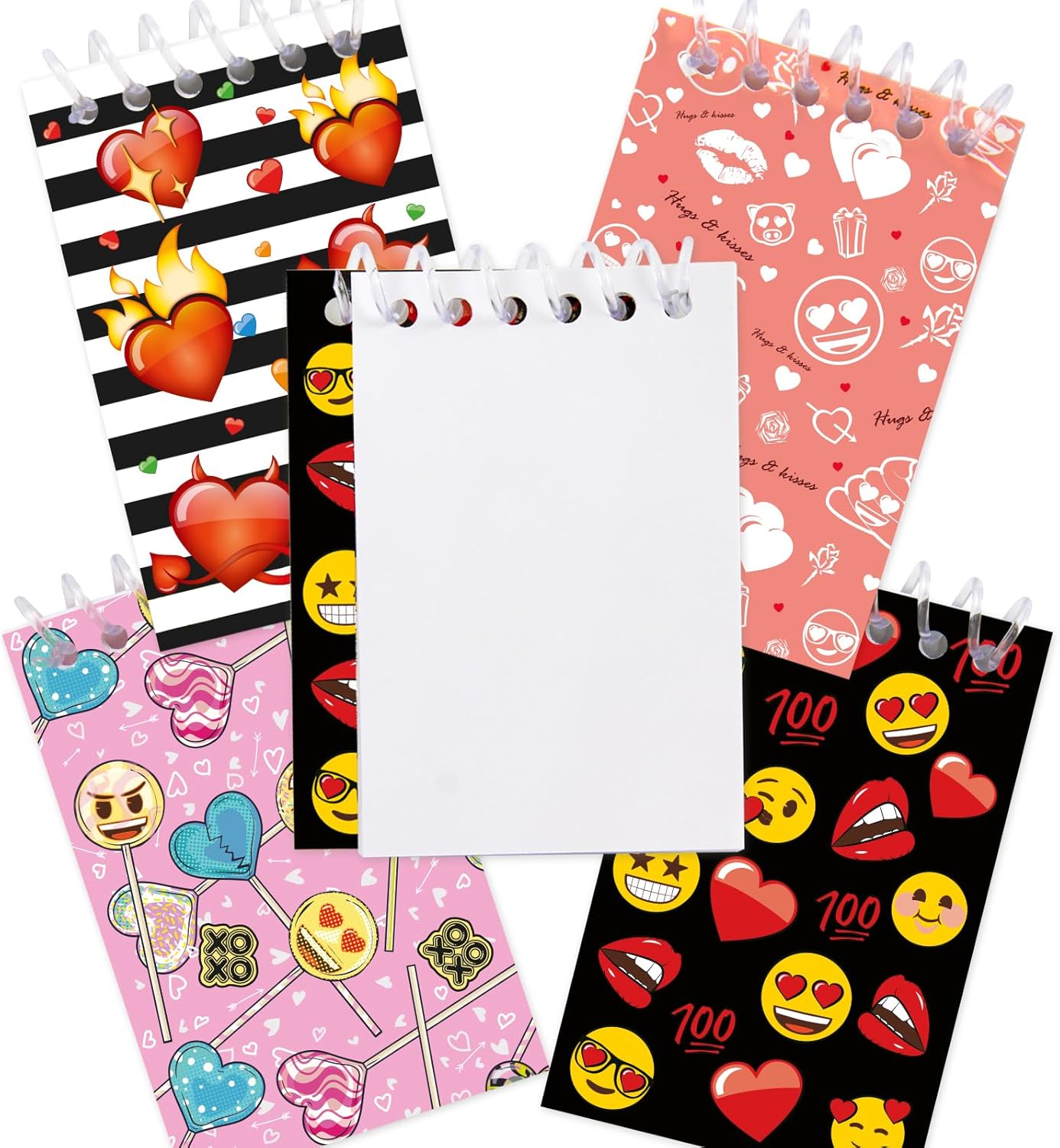 Amazon.com : 24Pcs Mini Valentine Day Notepads Heart Spiral Notebooks ...