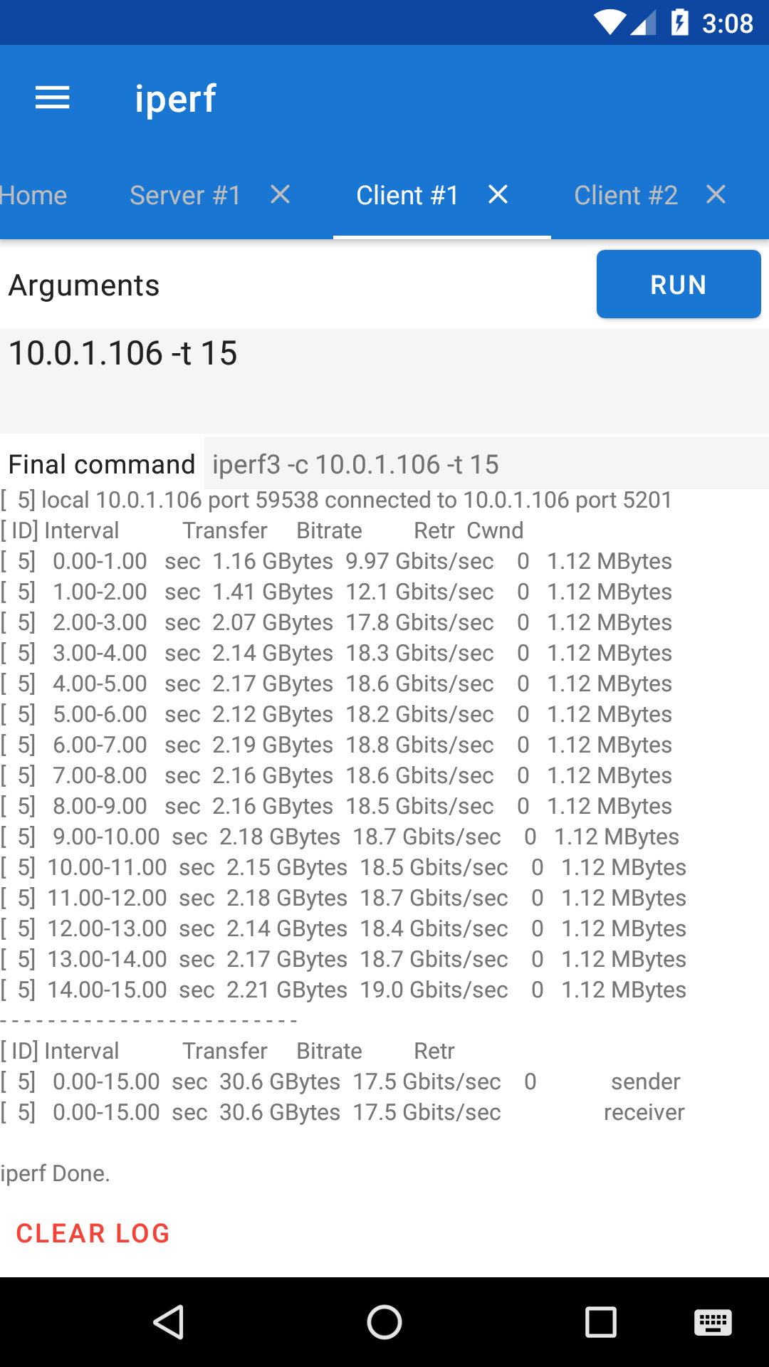 iperf - Bandwidth measurements - App on Amazon Appstore