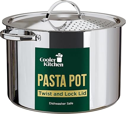 Amazon.com: Cooler Concepts Stainless Steel Pasta Pot with Strainer Lid ...