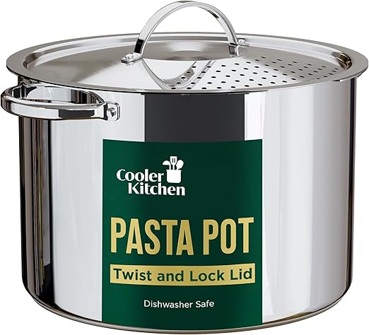 Amazon.com: Cooler Concepts Stainless Steel Pasta Pot with Strainer Lid ...