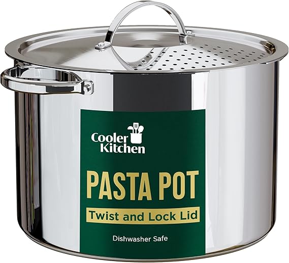 Amazon.com: Cooler Concepts Stainless Steel Pasta Pot with Strainer Lid ...