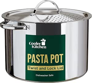 Amazon.com: Stainless Steel Pasta Pot with Strainer Lid - 5.5 Quart ...