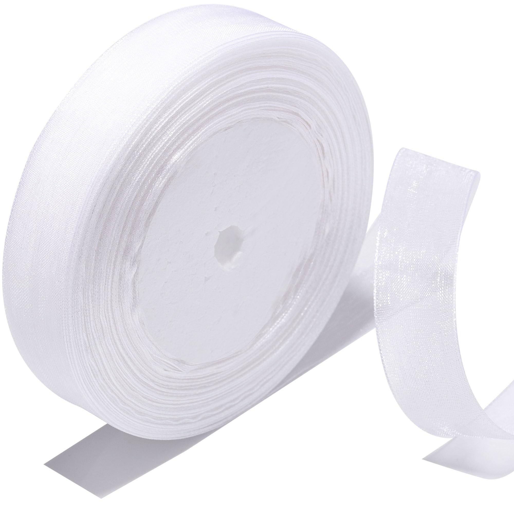 Amazon.com: Bsikon 3/4 Inch Sheer Organza Ribbon 50 Yards White Chiffon ...