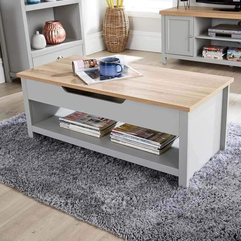 Corona Grey Wax Coffee Table with 2 Drawers & Shelf : Amazon.co.uk ...