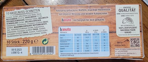 Amazon.com: Ferrero Hanuta Wafers Filled with Hazelnut Cream (10 Pcs ...