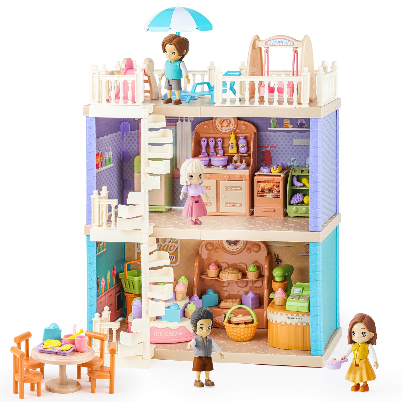 Snapklik.com : Dollhouse Playset Grocery Market Kitchen Set For Kids ...
