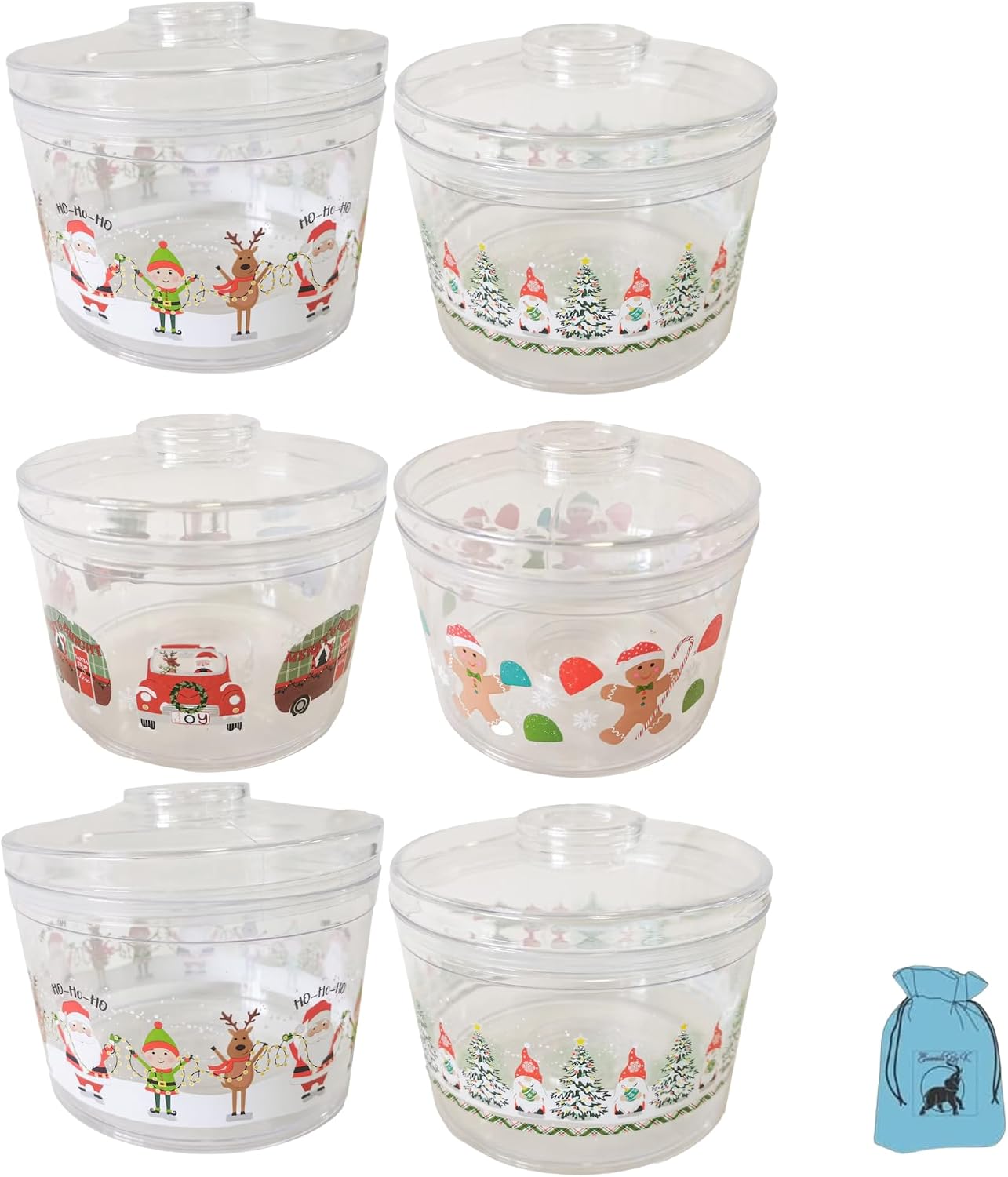 Amazon.com: EB (6) Christmas Themed Stackable Plastic Containers with ...