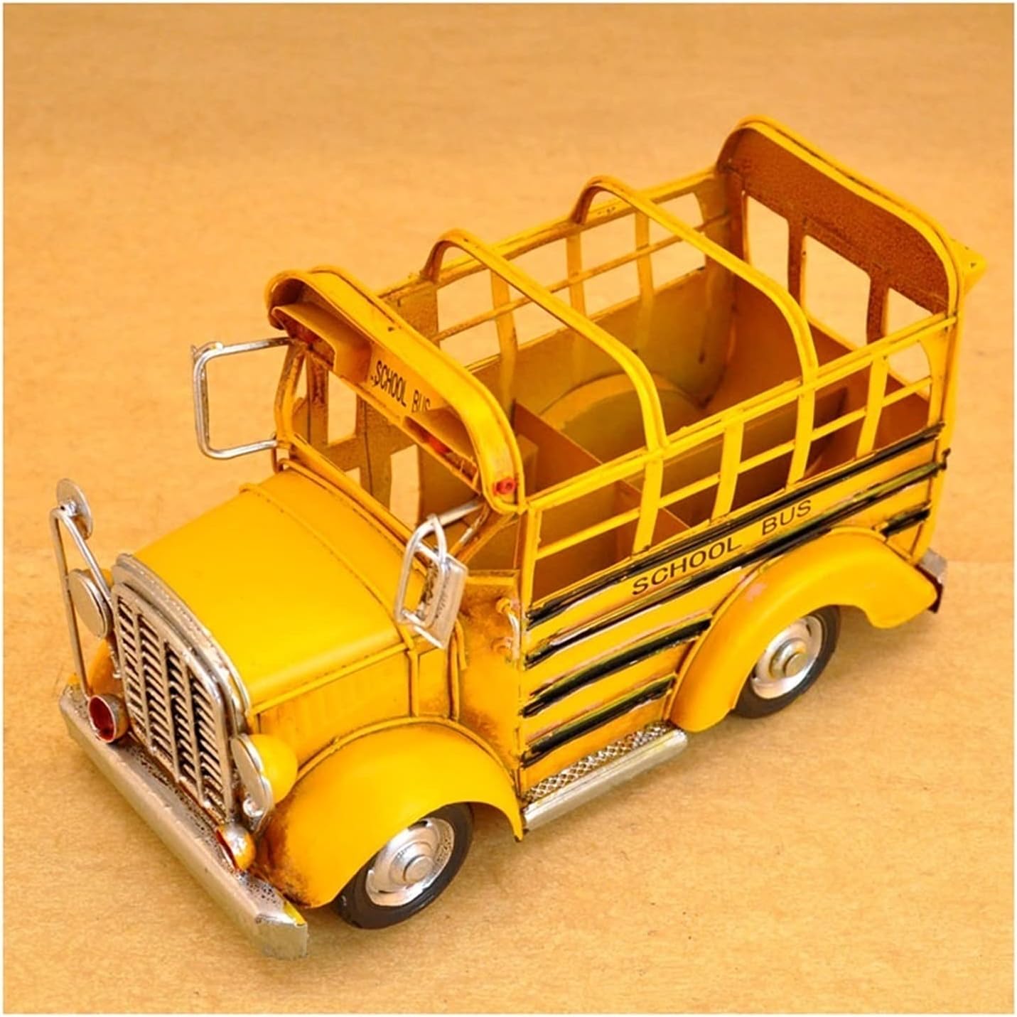 Amazon.com: Pen Holder School Bus Wooden Pencil Holder 3 Compartments ...