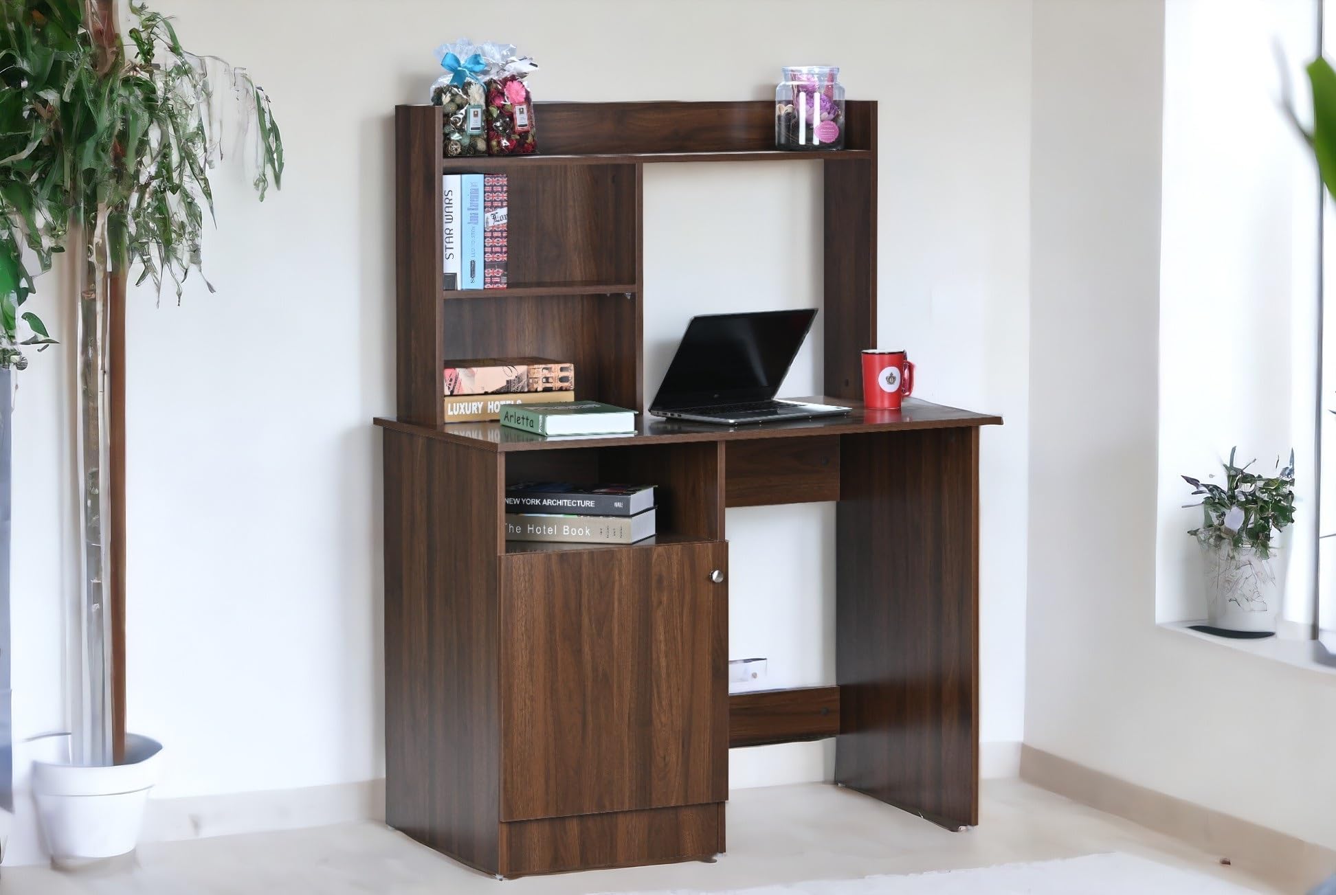 DeckUp Versa Engineered Wood Study Table and Office Desk (Dark Wenge ...