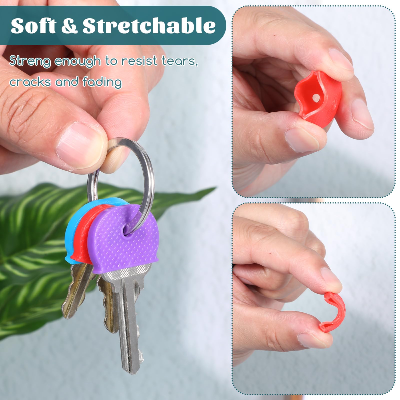 Snapklik.com : 80 Pieces Colored Key Covers Caps Soft Stretchy Silicone ...