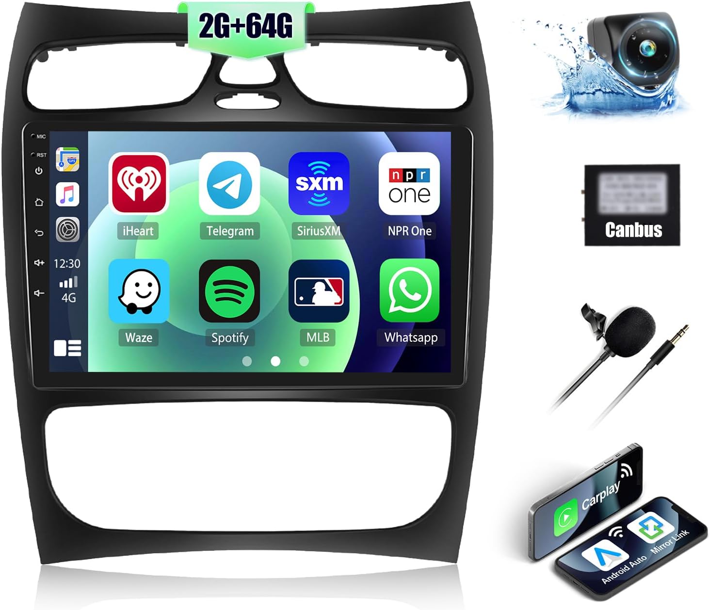 Amazon.com: 2G+64G Car Stereo Radio with Wireless CarPlay Android Auto ...