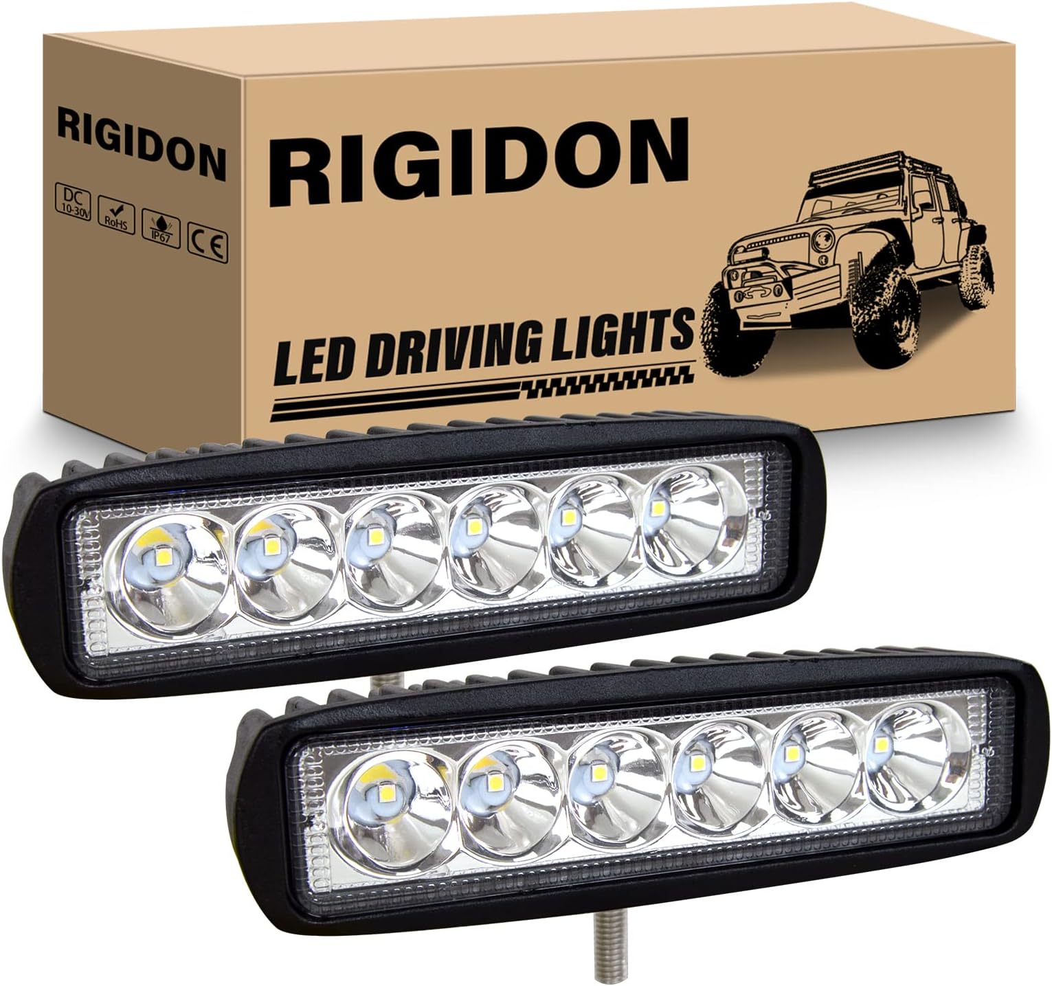 RIGIDON 2PCS 18W LED Fog Lights, 6Inch Spot LED Work Light Single Row ...