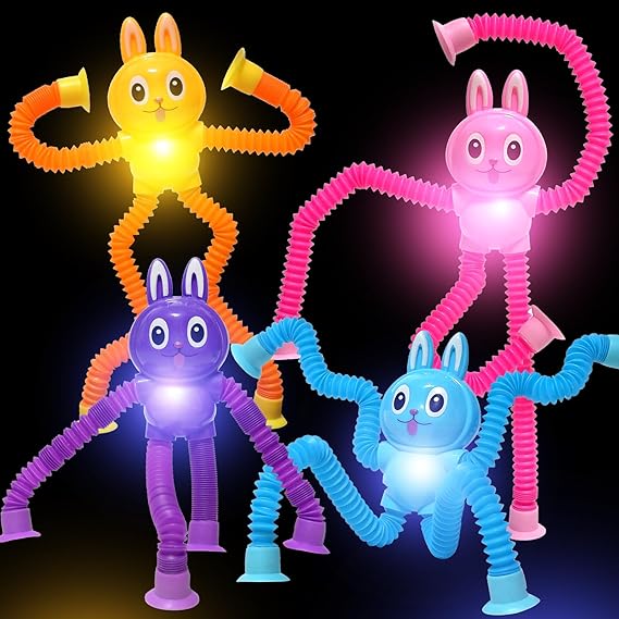 Amazon.com: Easter Bunny LED Pop Tubes Light Up 4 Pcs Sensory Fidget ...
