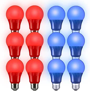 Diodesy 12-Pack A19 Multi-Colored LED Bulbs - Non-Dimmable Colored ...