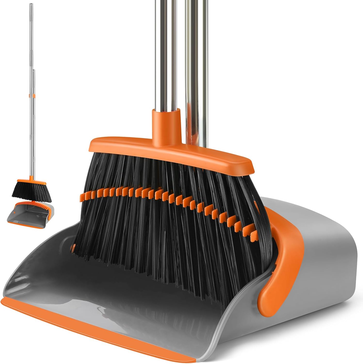 Amazon.com: Broom and Dustpan Set,Heavy-Duty, Indoor&Outdoor Use in ...