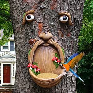 Meyas Tree Face Birdfeeder Outdoor Statues Tree Hugger Sculpture ...