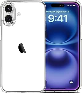 Amazon.com: JJGoo Compatible with iPhone 16 Plus Case Clear, Soft Transparent TPU Cover, Slim ...