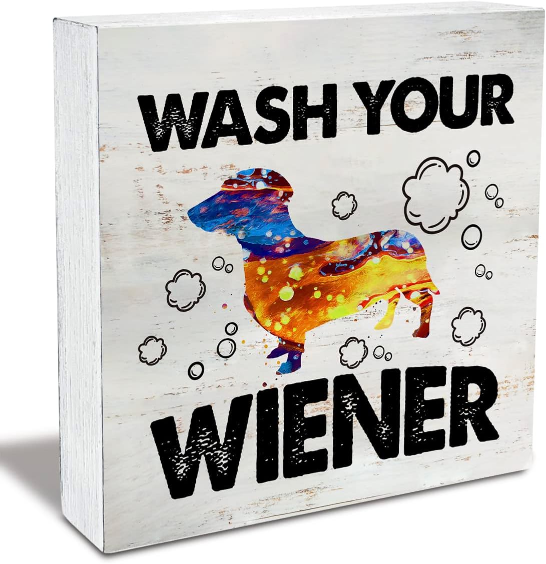 Amazon.com: Wash Your Weiner Bathroom Wood Box Sign Rustic Dog Wooden ...