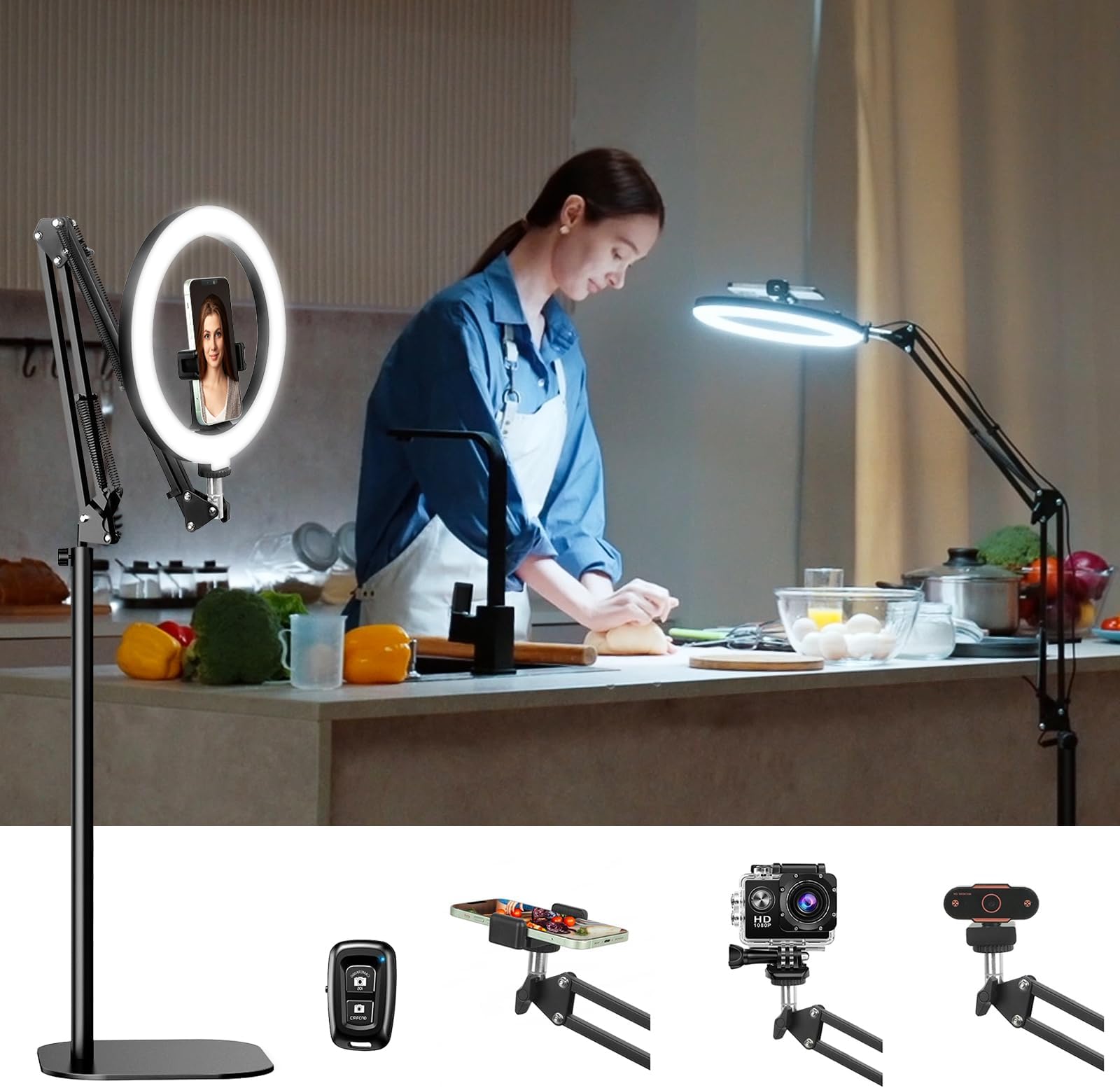 Amazon.com: Latest Ring Light with Stand Tripod for iPhone, Overhead ...