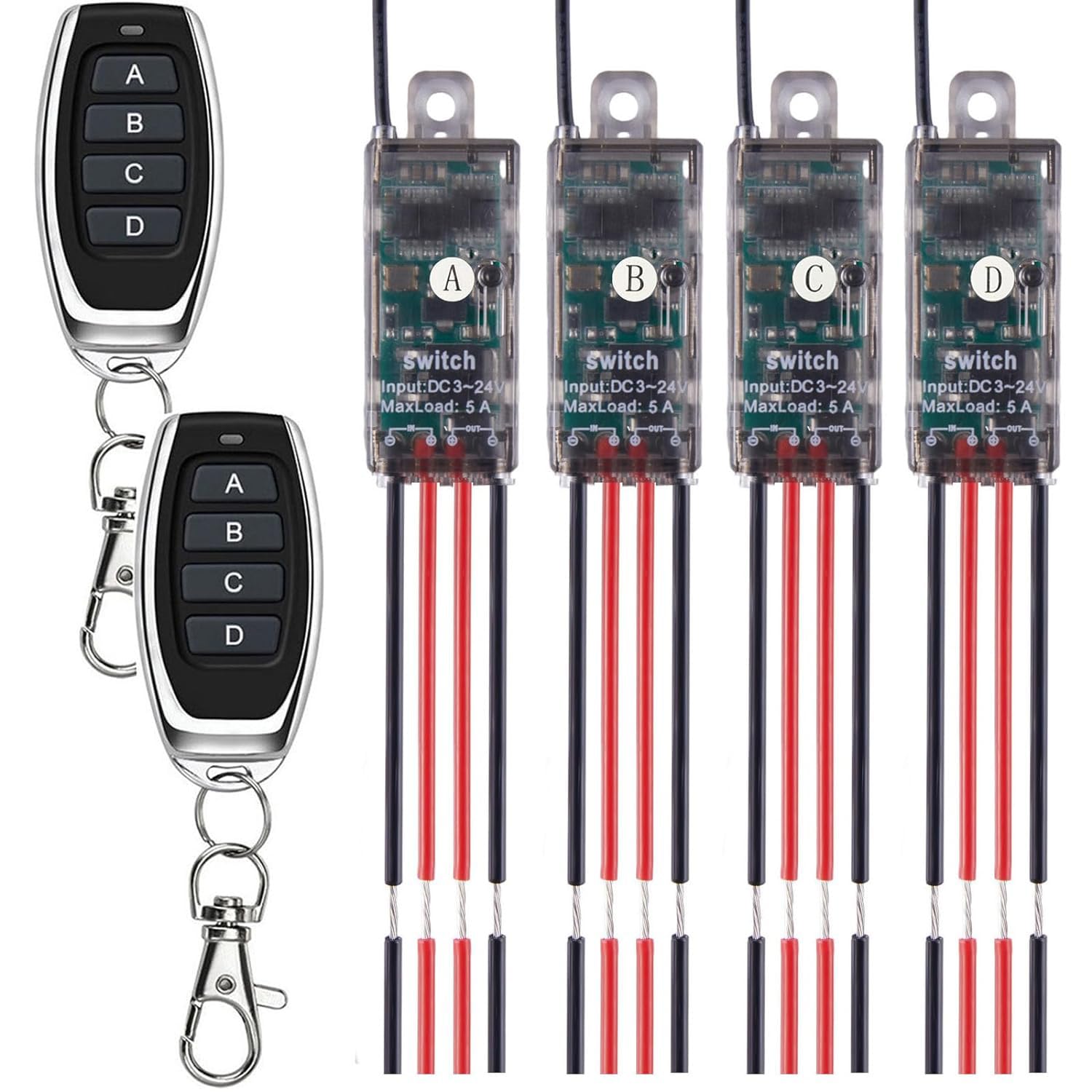 Snapklik.com : ZHOFONET Wireless Light Switch And Receiver Kit,4 Way 1 ...