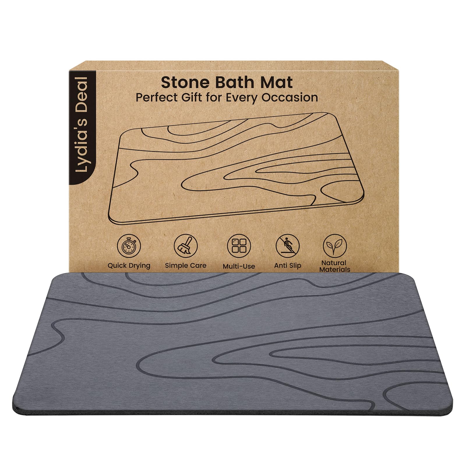 Amazon.com: Stone Bath Mat - Diatomaceous Earth Shower Mat, Non-Slip ...