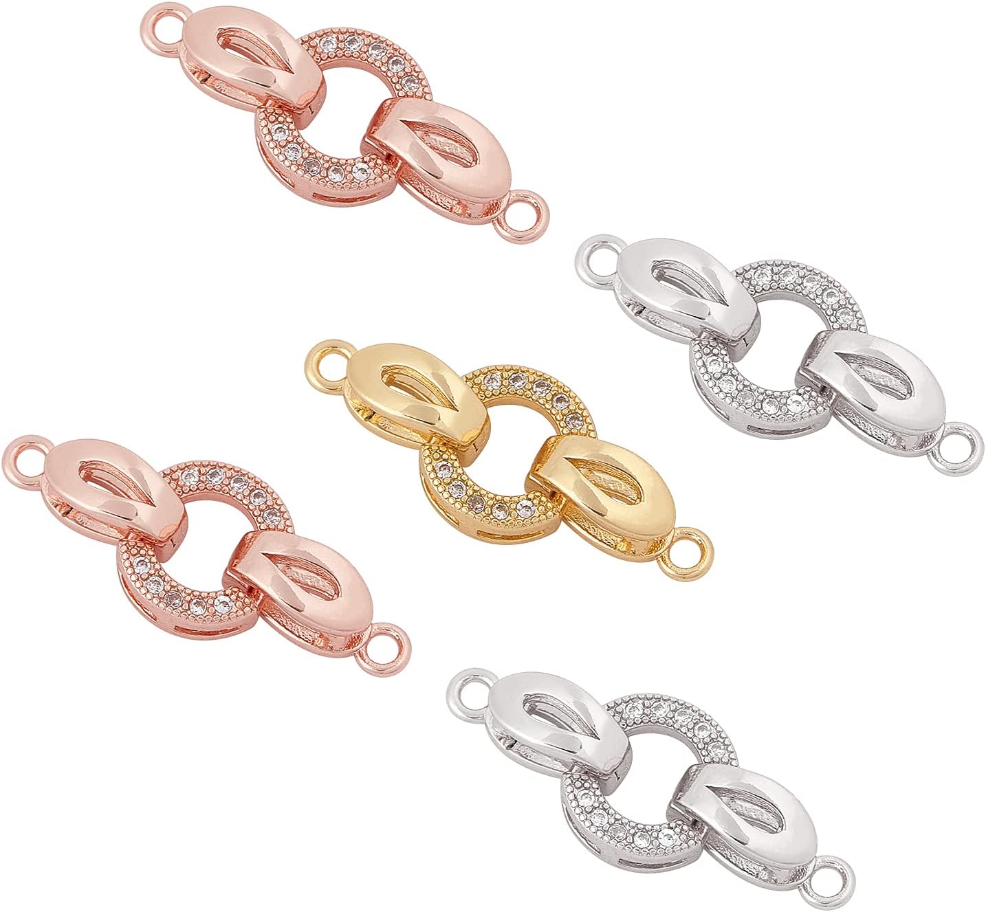 Amazon.com: Beebeecraft 6Pcs 2 Colors Fold Over Clasps 18K Gold Plated ...
