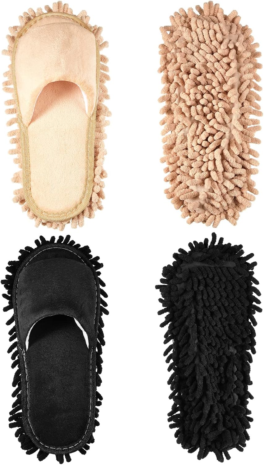 Amazon.com: Jecery 2 Pairs Microfiber Cleaning Mop Slippers for Floor ...