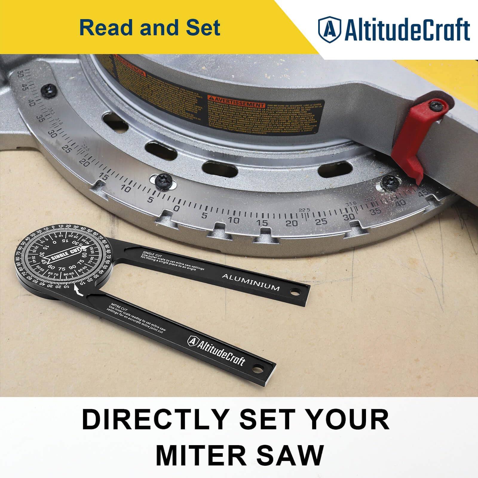 Snapklik.com : Precision Aluminum Miter Saw Protractor 360 Angle Finder ...
