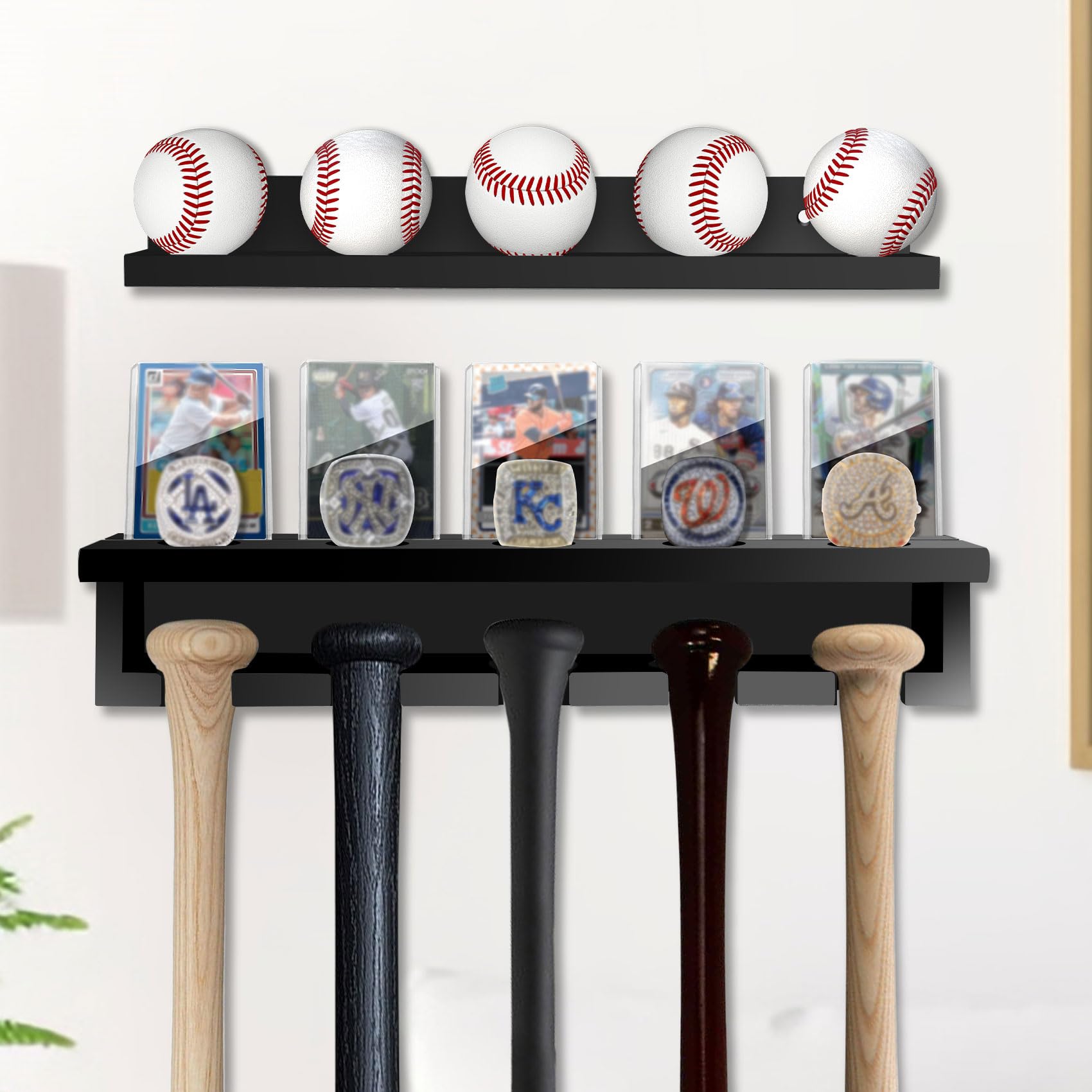 Amazon.com: Giassvio Baseball Bat Rack Holder for 5 Bats + 5 Balls ...