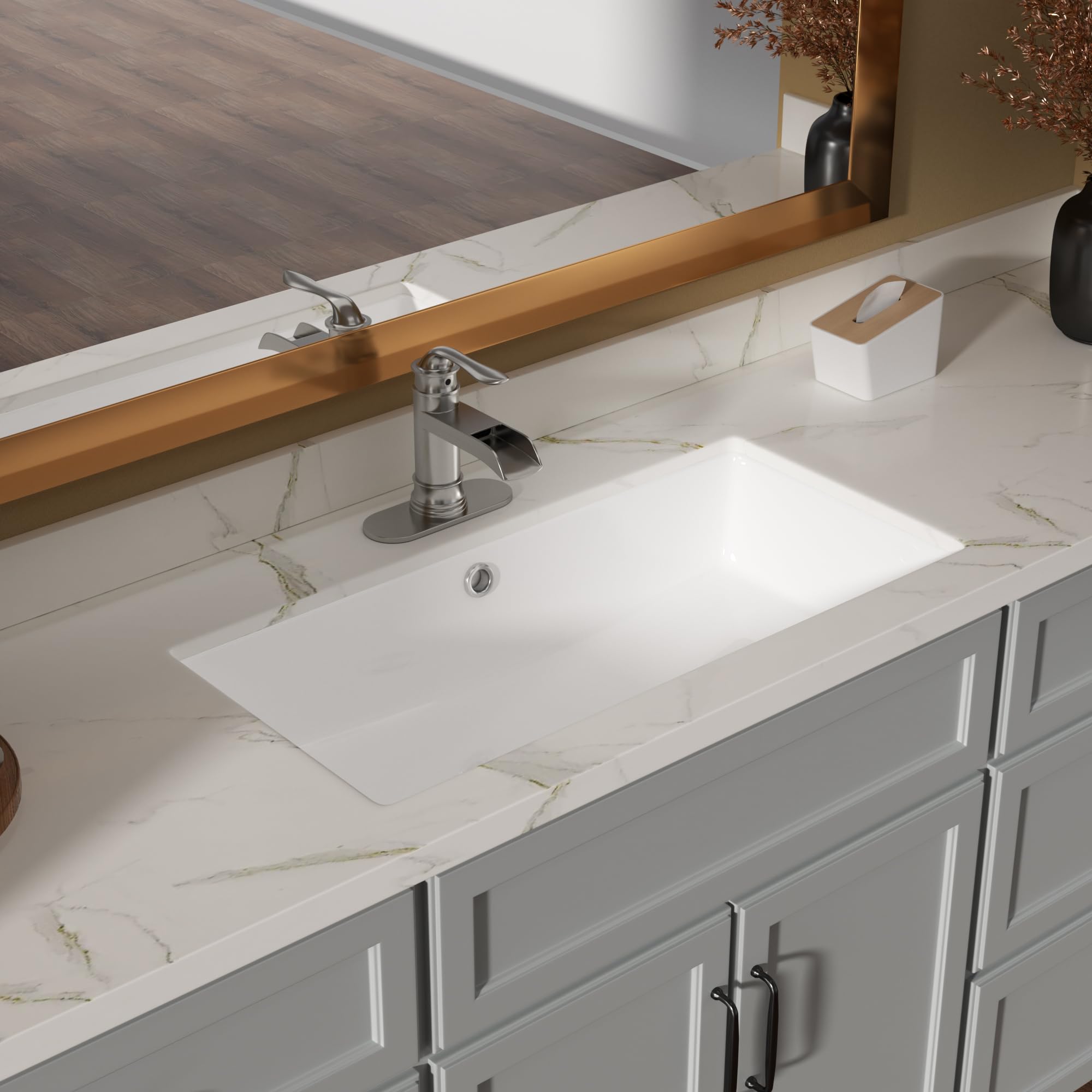 Snapklik.com : Rectangle Bathroom Sink Undermount 28" Undermount ...